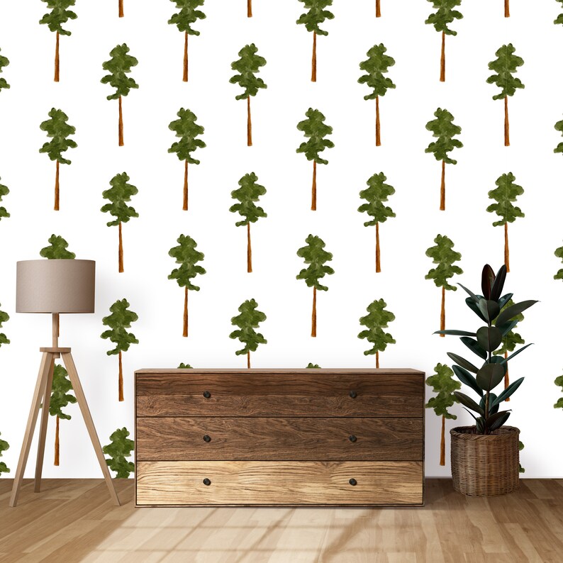 Watercolor Forest Digital Paper Set Forest Landscape Paper Seamless ...