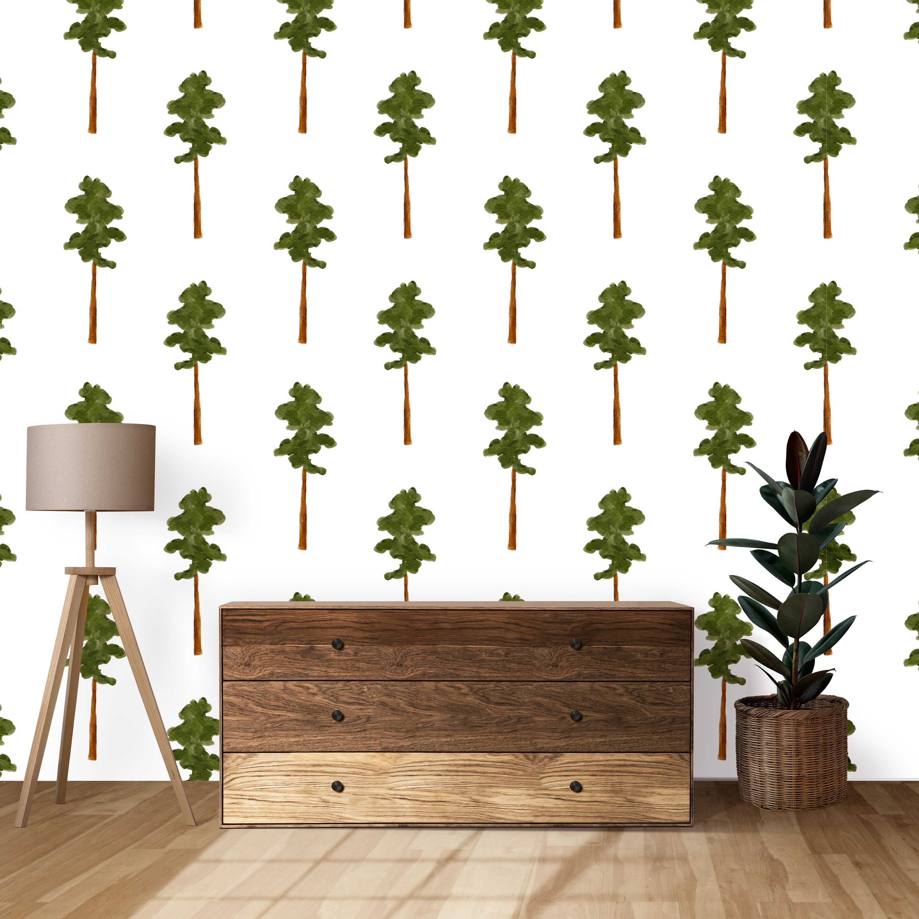 Watercolor Forest Digital Paper Set Forest Landscape Paper Seamless ...