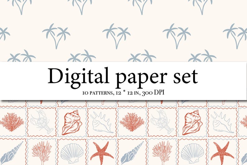 Sea Digital Paper-underwater Ocean - Coastal Digital Paper Set ...