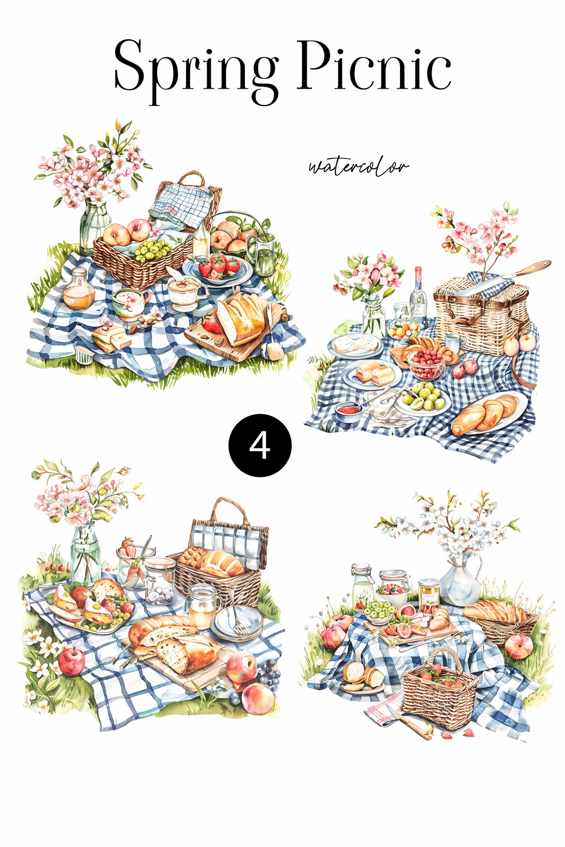 Watercolor Spring Clipart Png Spring Picnic Clipart Spring Scenery ...