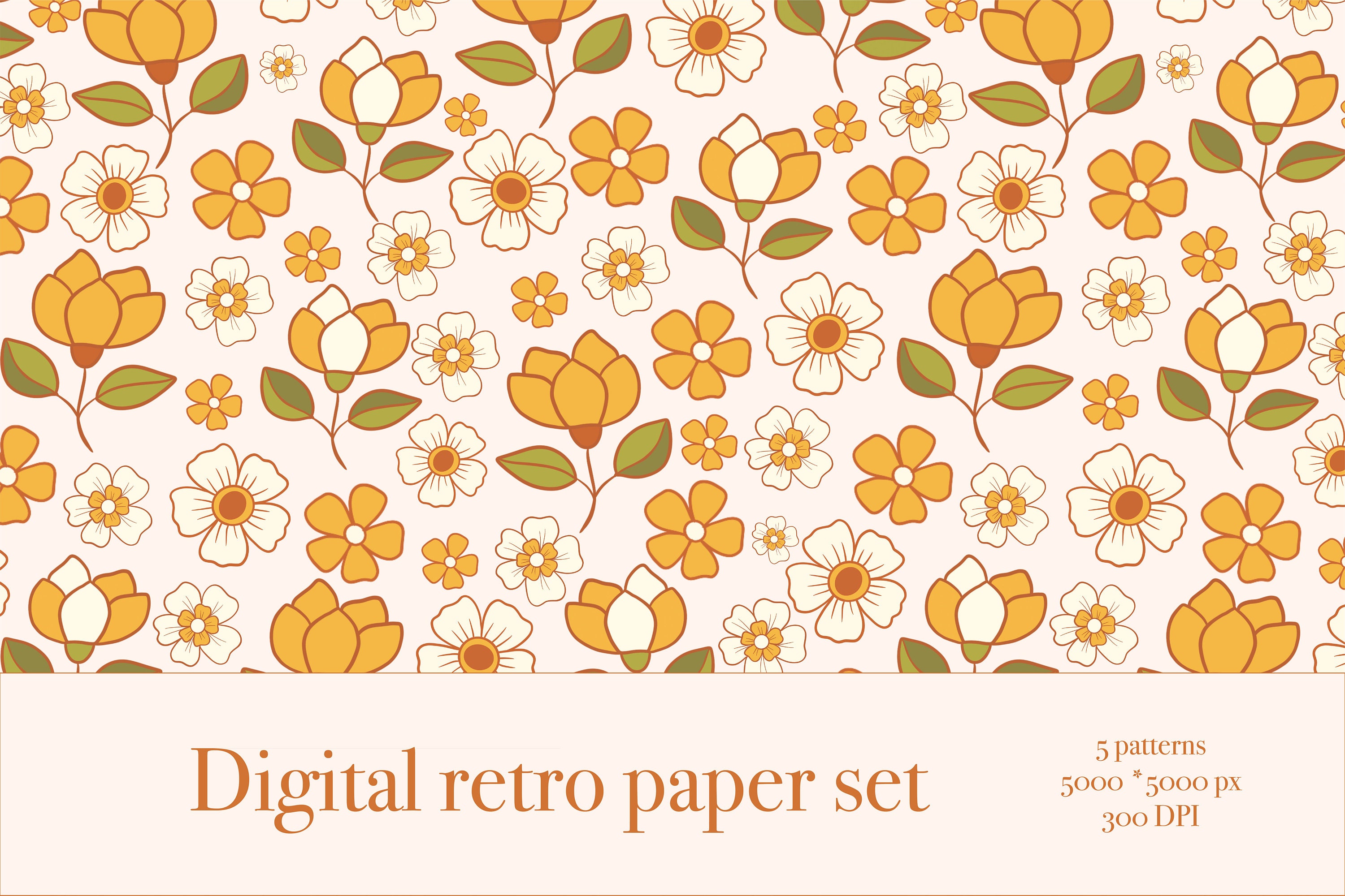 Retro 70s 60s Floral Hippie Summer Groovy Flower Power Flower Child ...