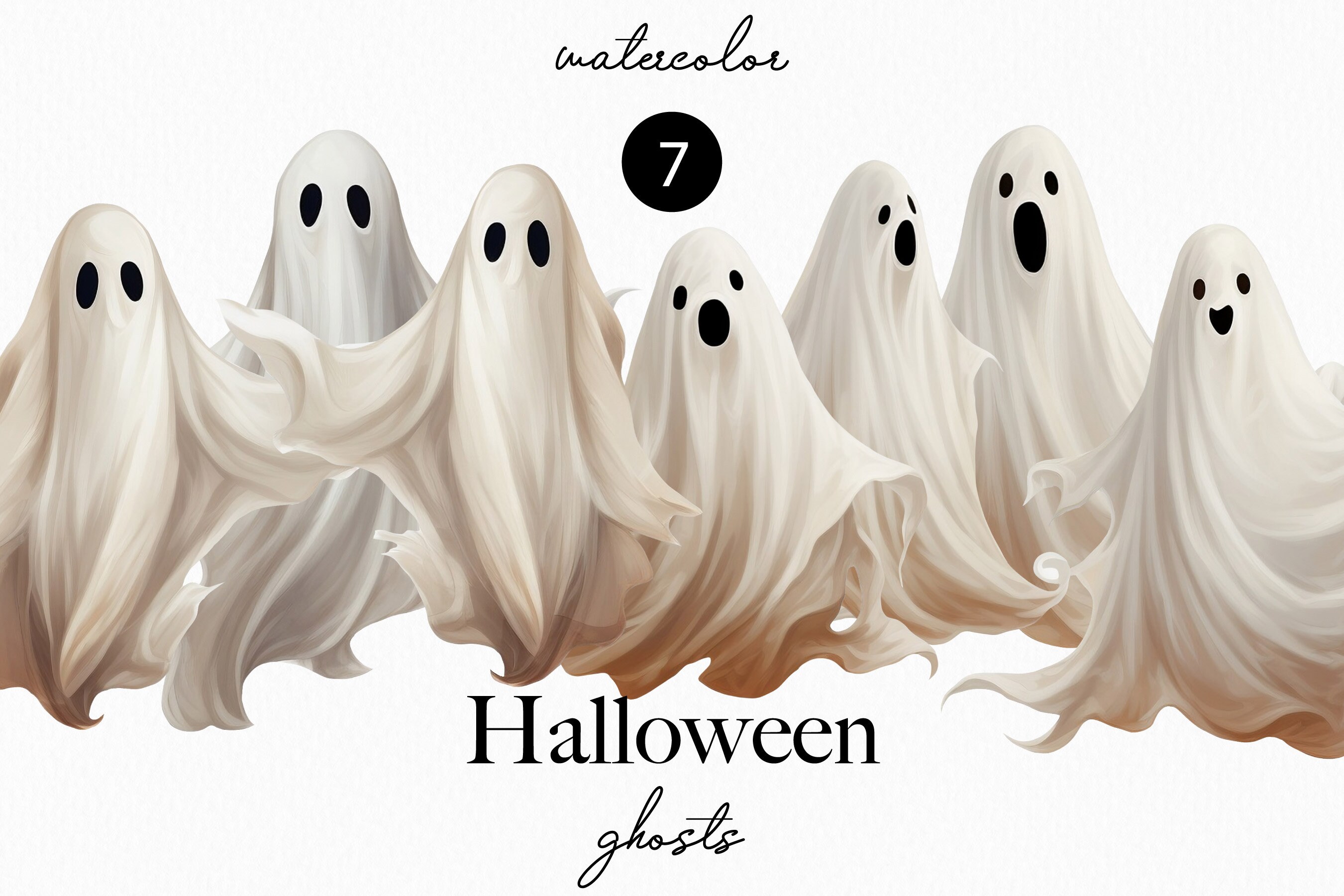 Watercolor Halloween Clipart Halloween Ghosts Clipart Png Watercolor ...