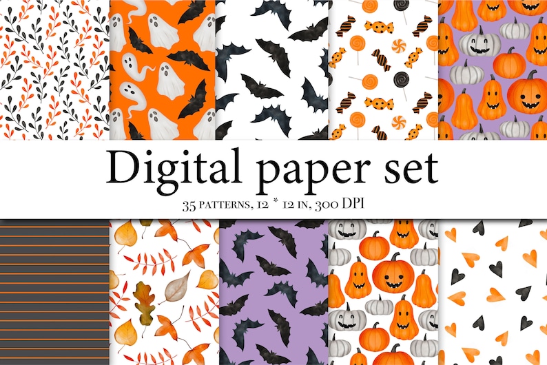 Halloween Seamless Paper Digital Scrapbooking Halloween - Etsy