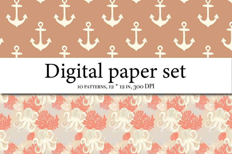 Sea Digital Paper-underwater Ocean - Octopus Digital Paper - Corals ...