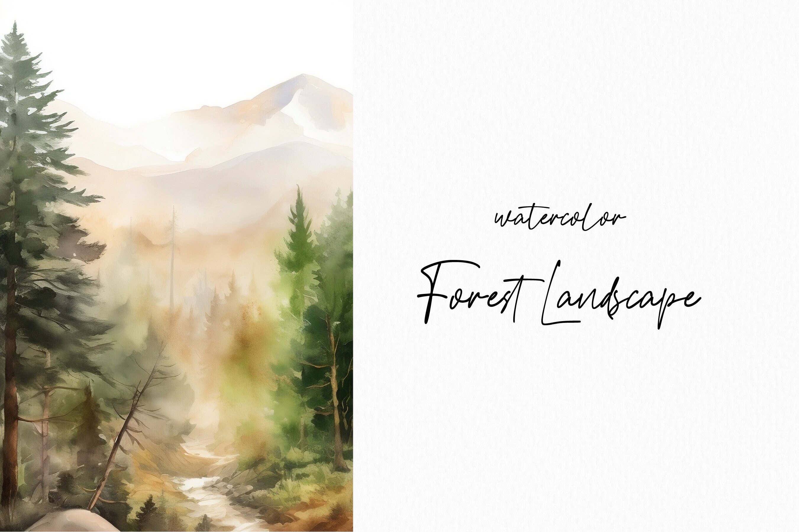 Watercolor Forest Clipart Watercolor Forest Nature Scenery Background ...