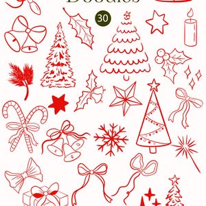 Christmas Doodles Clipart Collection – Hand-drawn Holiday Icons in Png ...