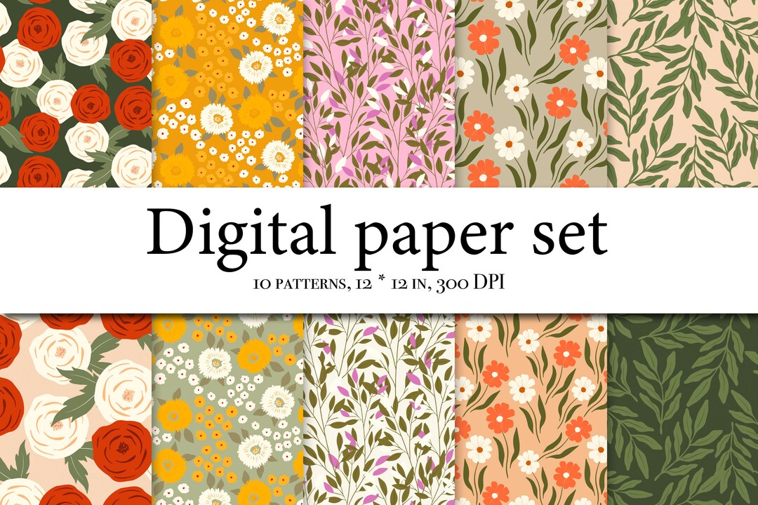 Pattern Clipart With Flowers Digital Paper- Flowers Seamless Pattern ...