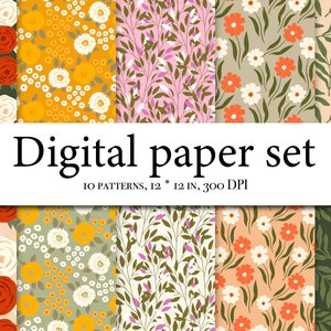Pattern Clipart With Flowers Digital Paper- Flowers Seamless Pattern ...