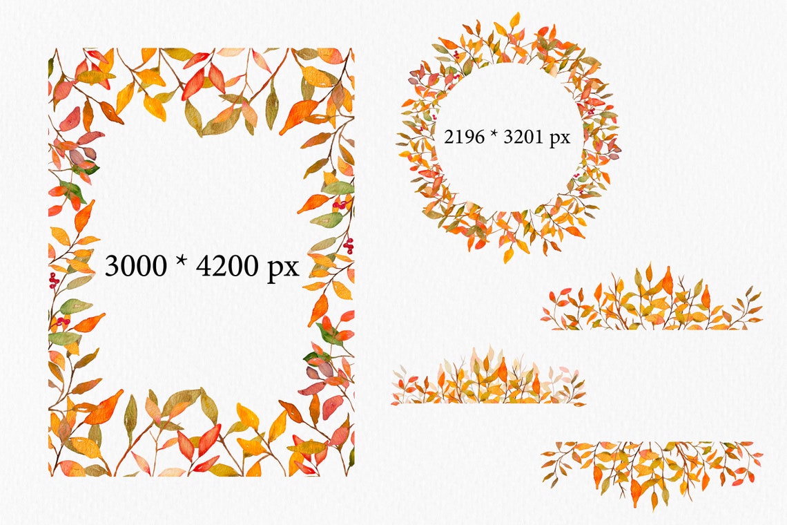 Fall Leaves Clipart Watercolor Fall Frames Clip Art Autumn Leaves ...