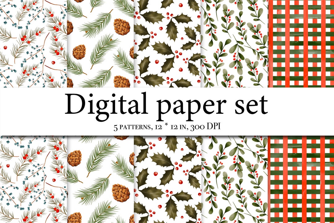 Watercolor Christmas Digital Paper Christmas Background Watercolor ...