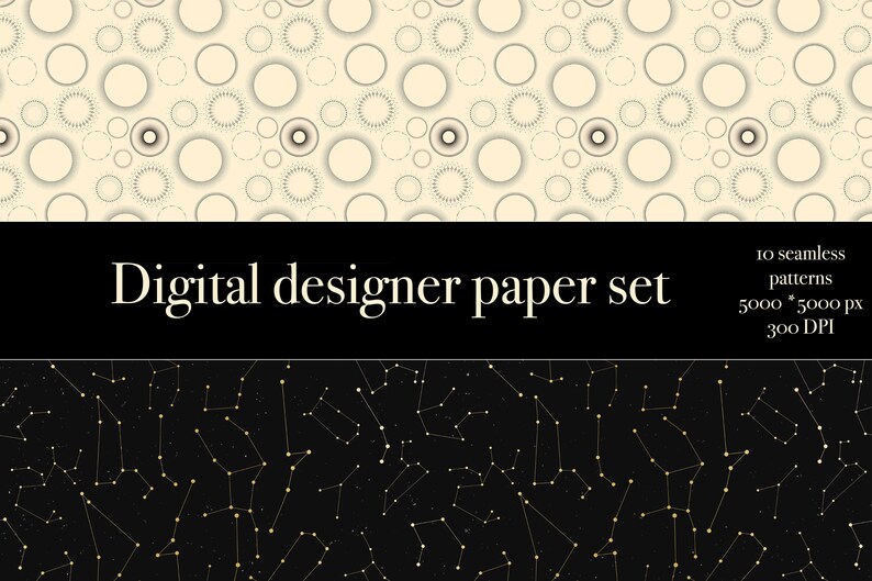 Digital Paper Celestial Scrapbook Papers Seamless Patterns Pattern ...