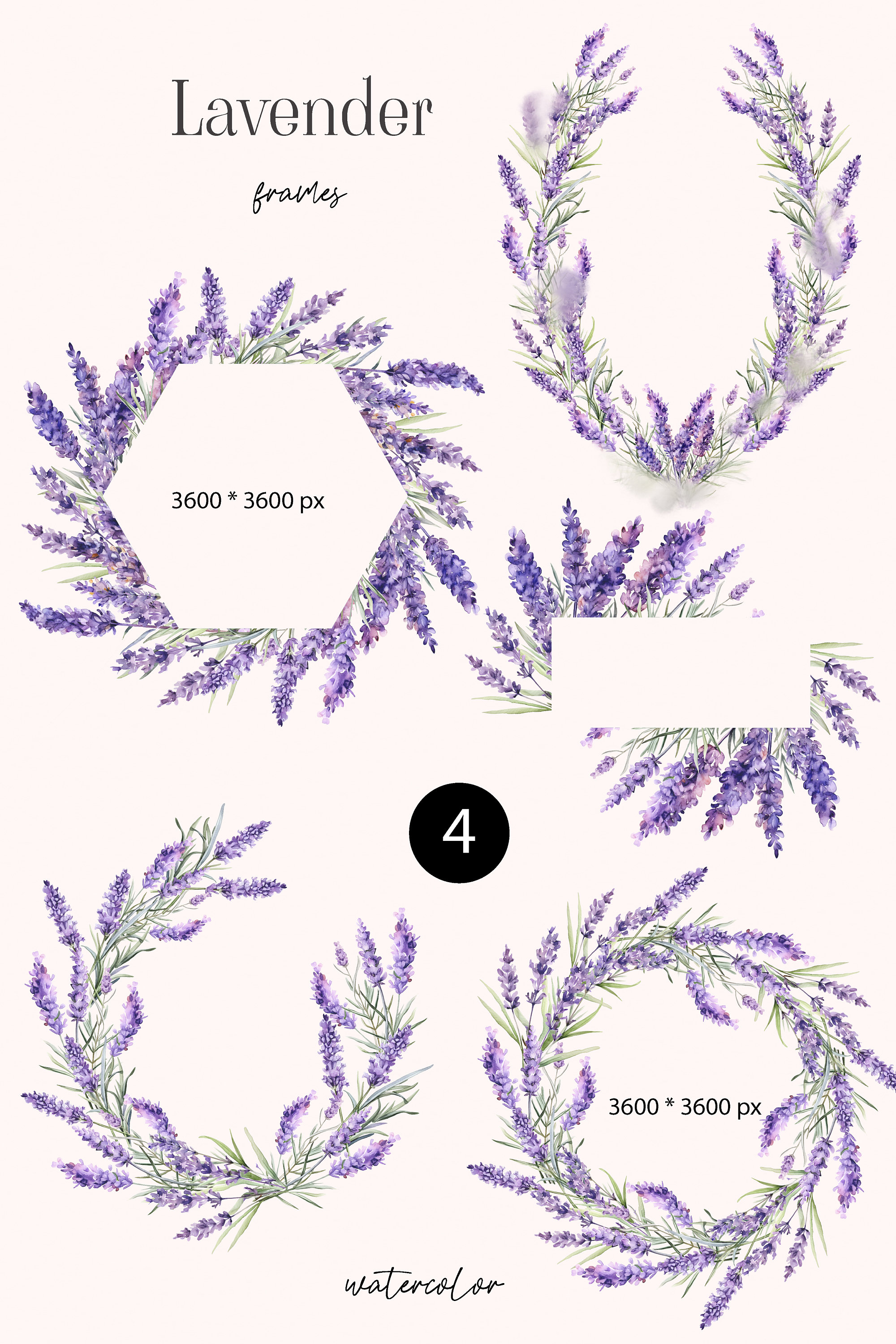 Watercolor Lavender Floral Clipart Lavender Borders Lavender Wreath Png ...
