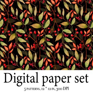 Watercolor Fall Leaves Digital Paper - Autumn Pattern - Rustic ...
