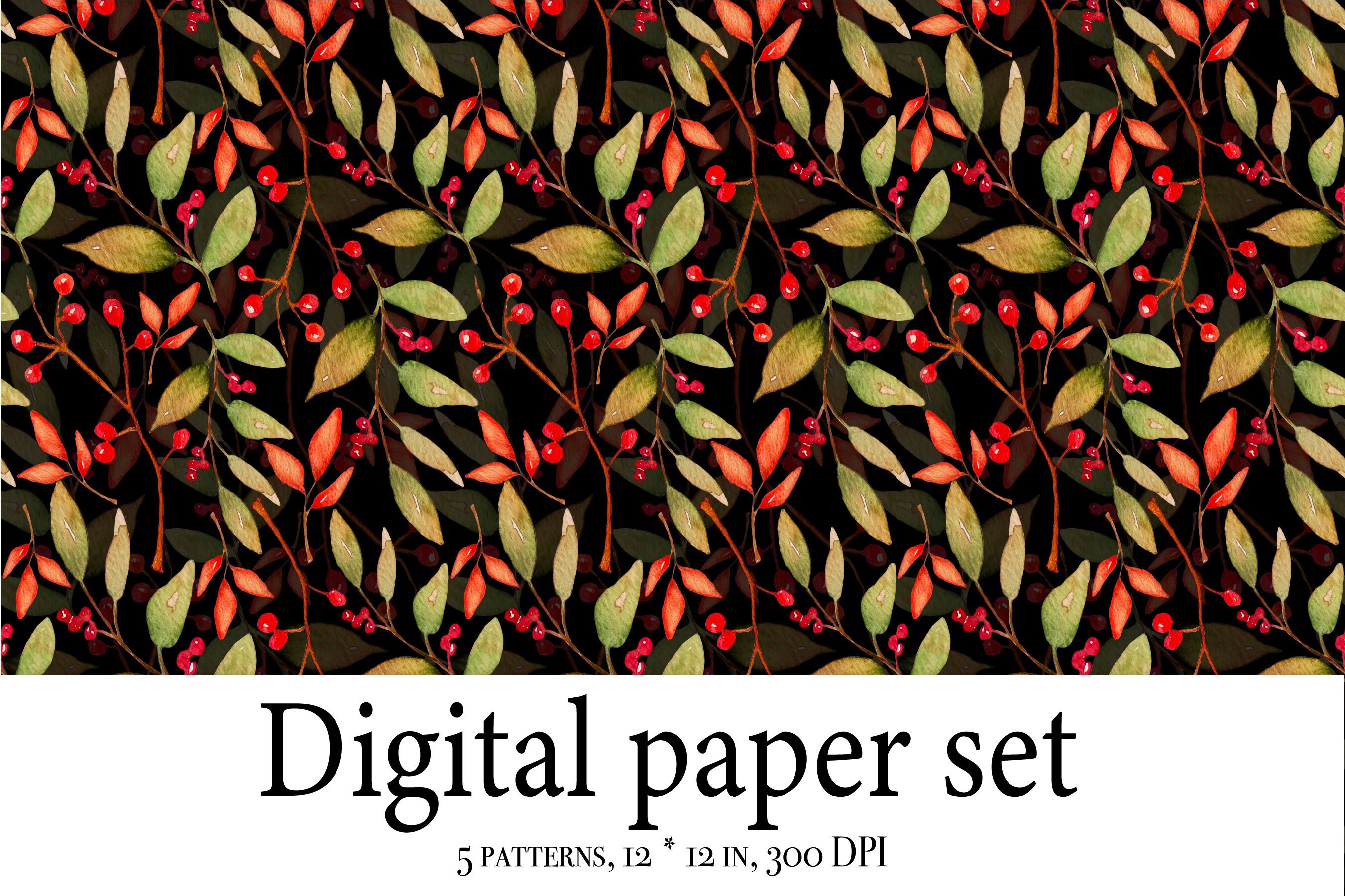 Watercolor Fall Leaves Digital Paper Autumn Pattern Rustic - Etsy