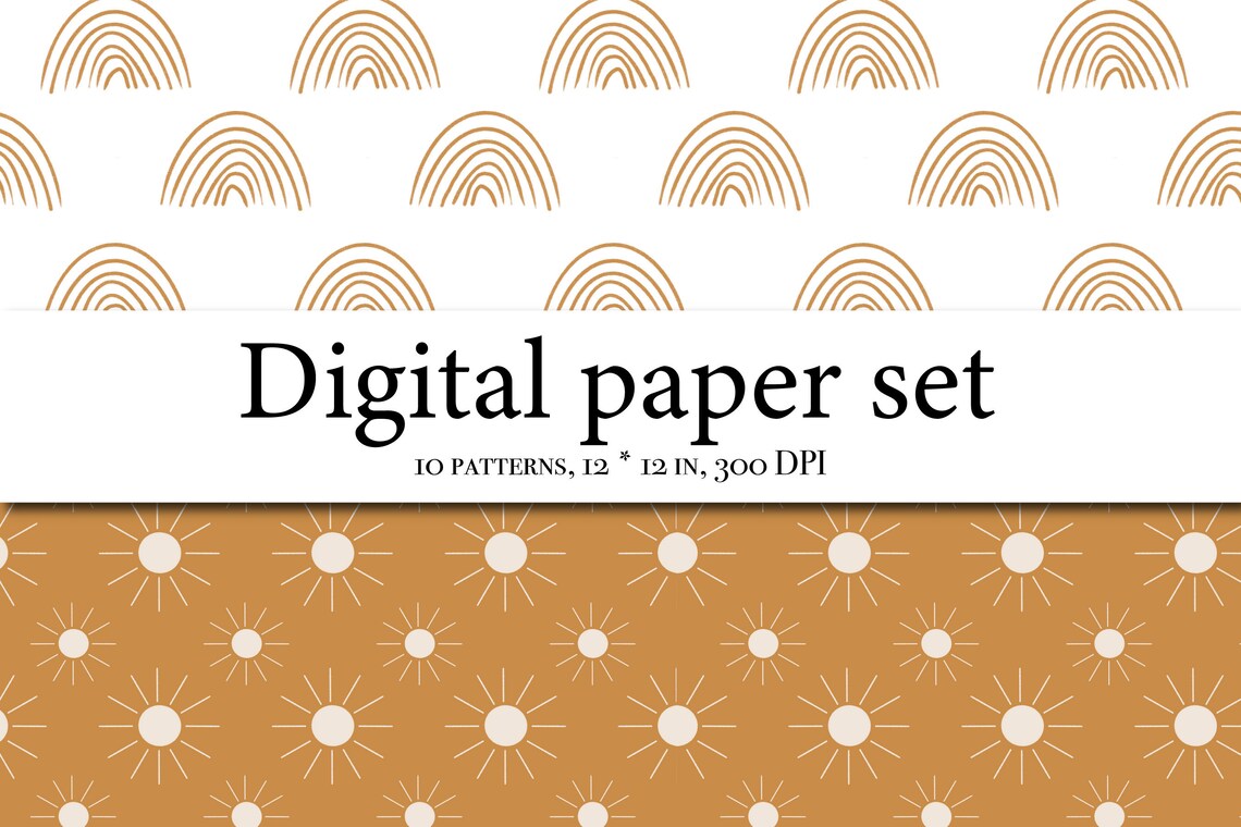 Boho Digital Paper Set Boho Print Pastel Cactus Seamless Pattern ...