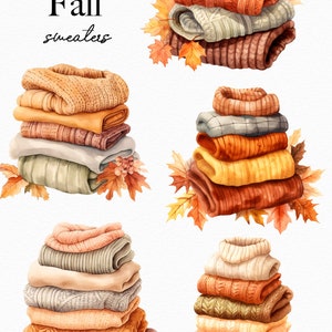 Watercolor Fall Clipart - Fall Sweaters - Watercolor Autumn Clipart Png ...