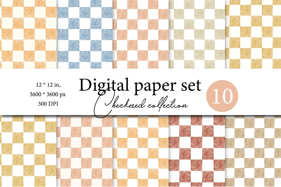 10 Checker Printable Scrapbook Paper, Checkered Seamless Pattern ...
