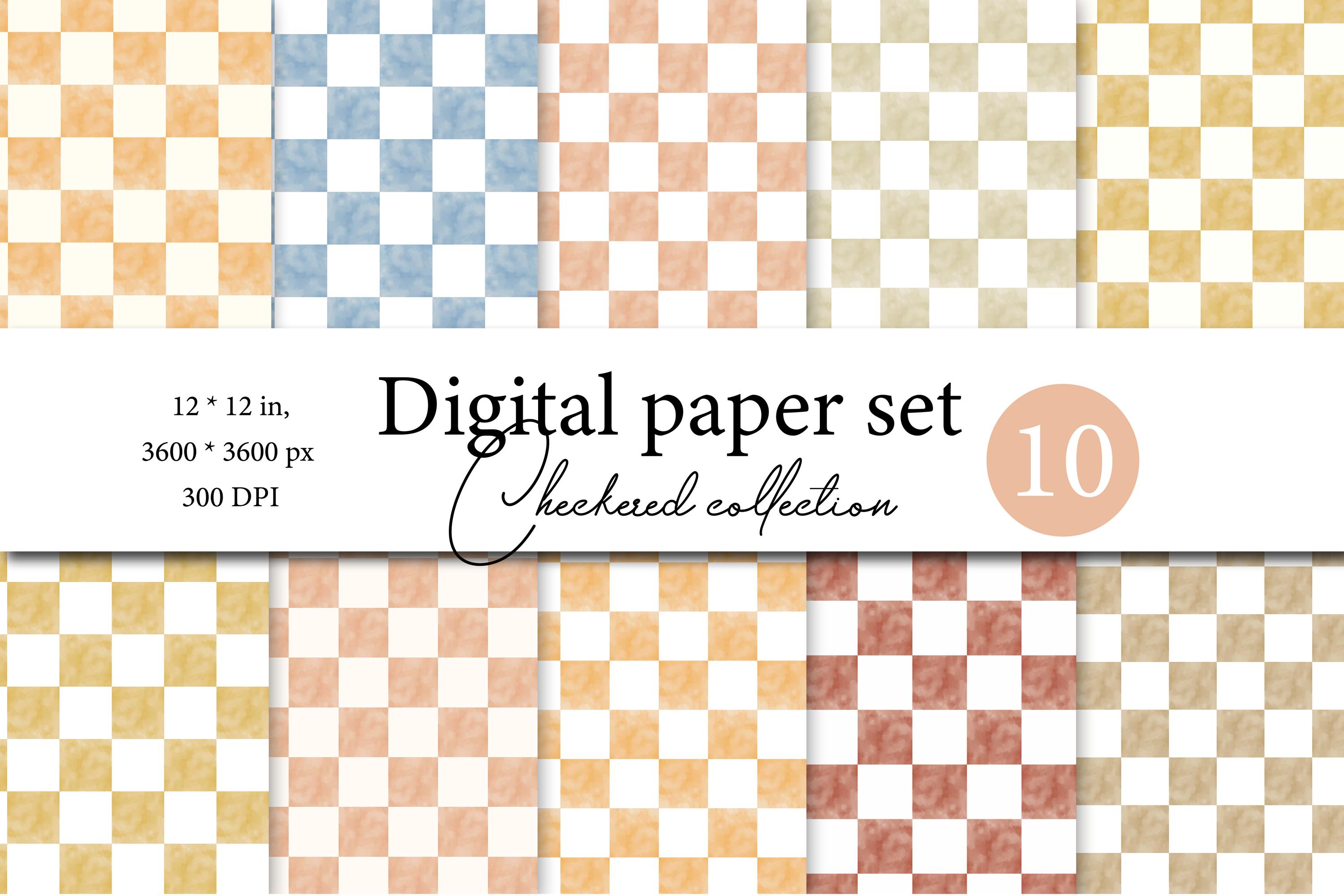10 Checker Printable Scrapbook Paper, Checkered Seamless Pattern ...