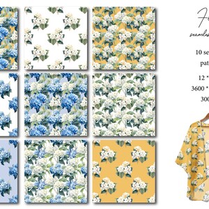 Watercolor Digital Paper Pack, Hydrangea Scrapbook, Hydrangea Seamless ...