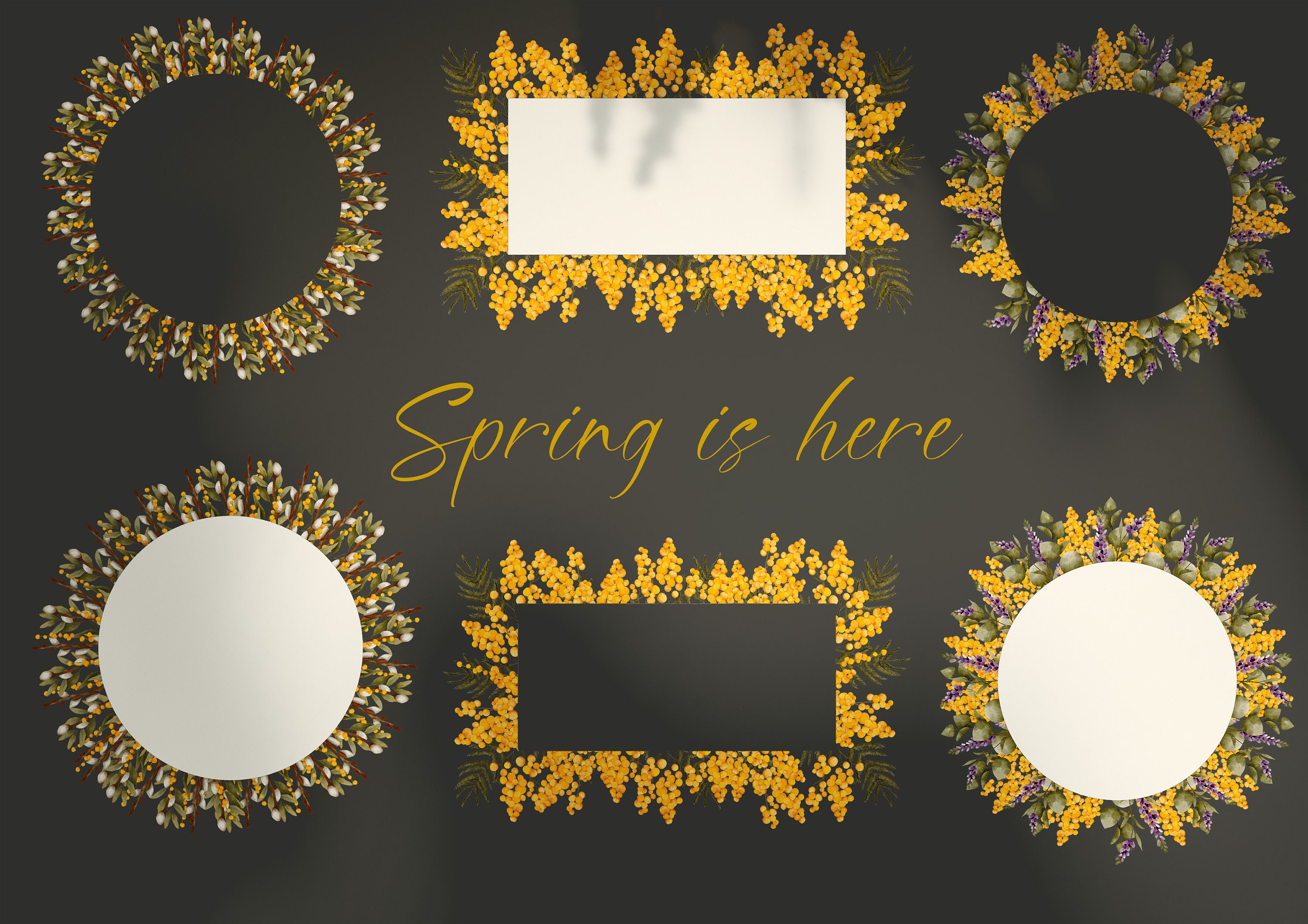 Wildflower Spring Floral Clipart Frame Watercolor Garden Spring Clipart ...