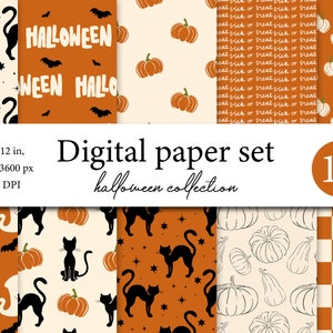 Halloween Digital Paper, Trick or Treat Scrapbook Papers, Boo Wallpaper ...
