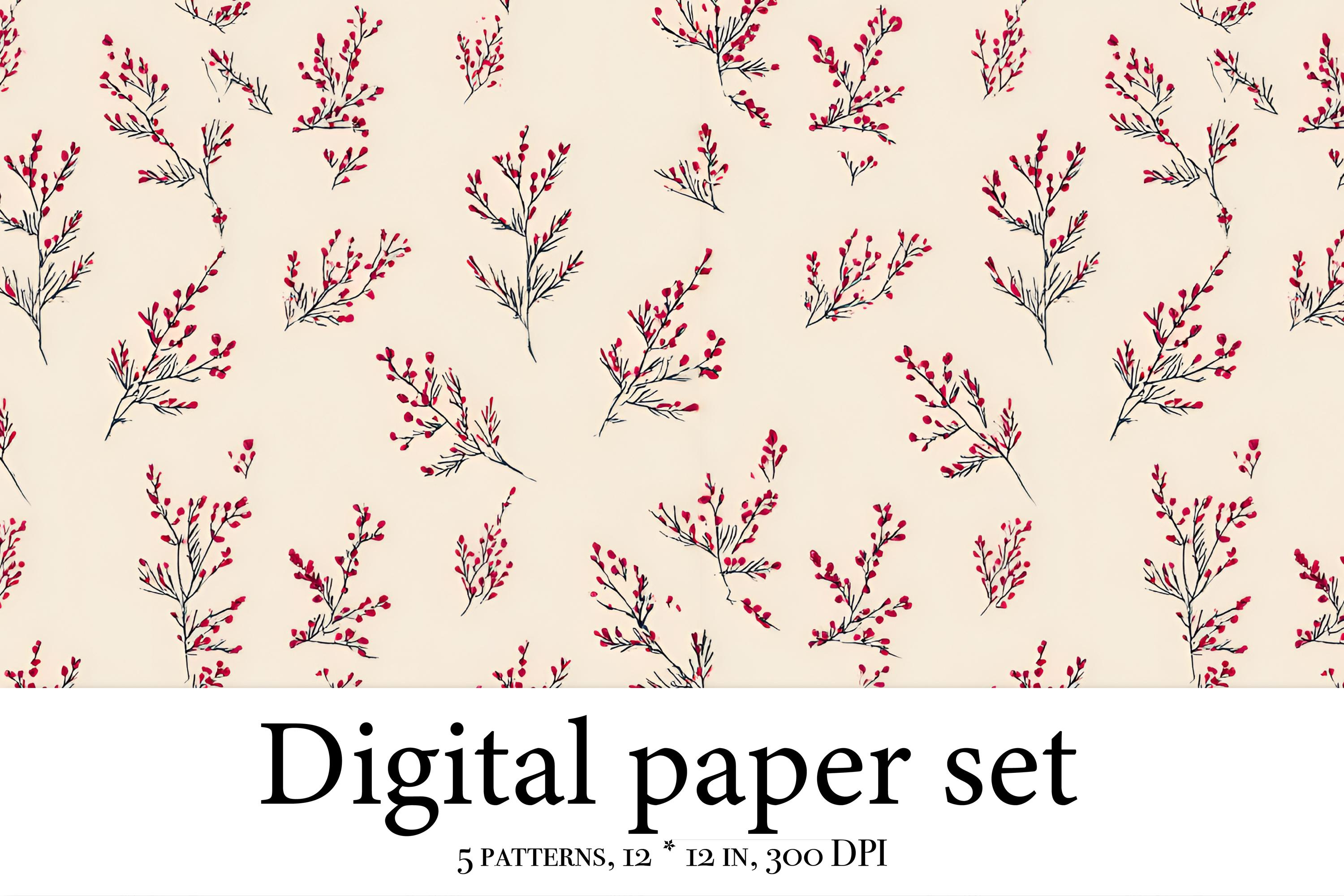 Christmas Digital Paper Set - Christmas Seamless Pattern - Holidays ...