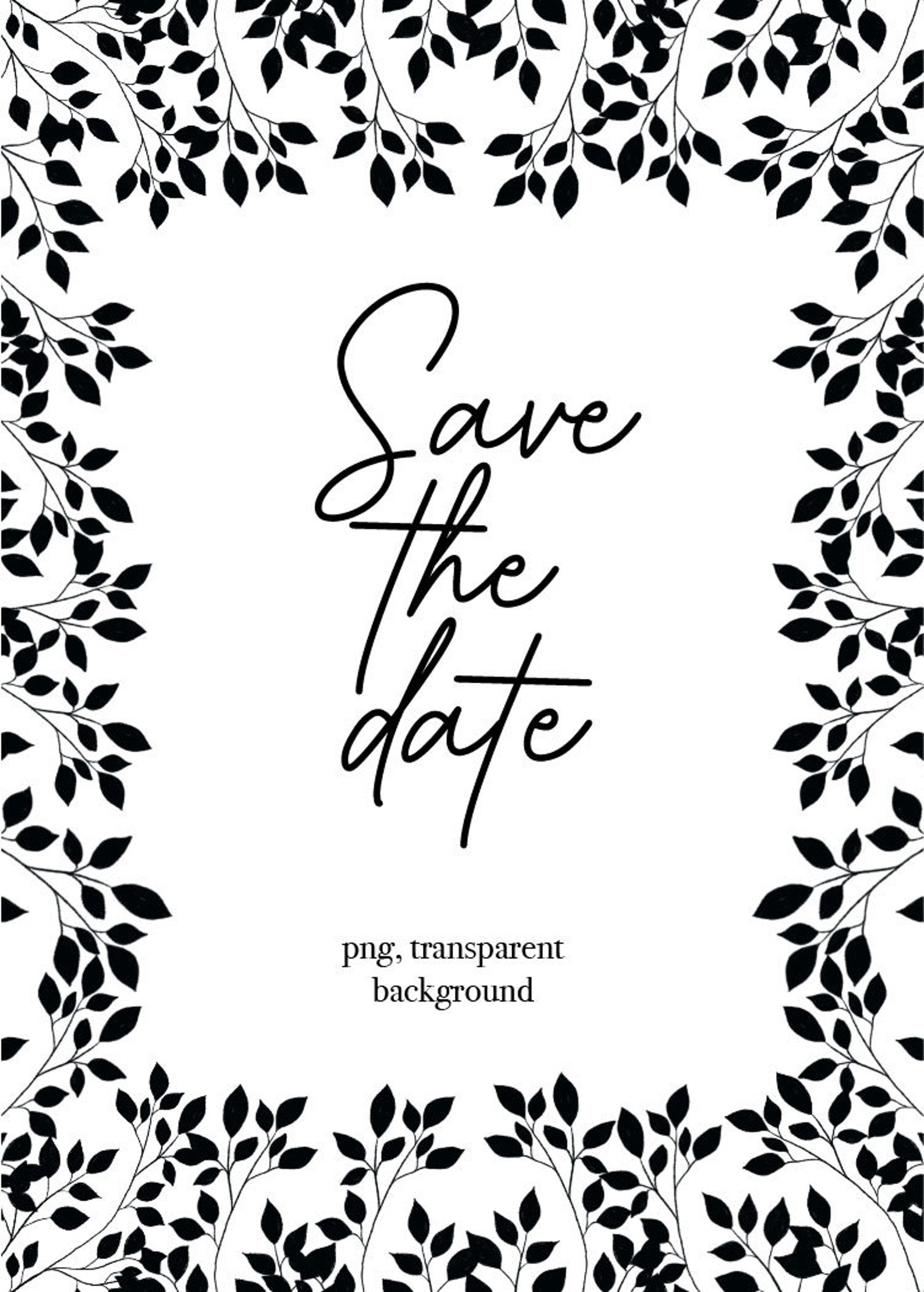 Floral Digital Border Frame, Black and White Hand Drawn Flower PNG ...