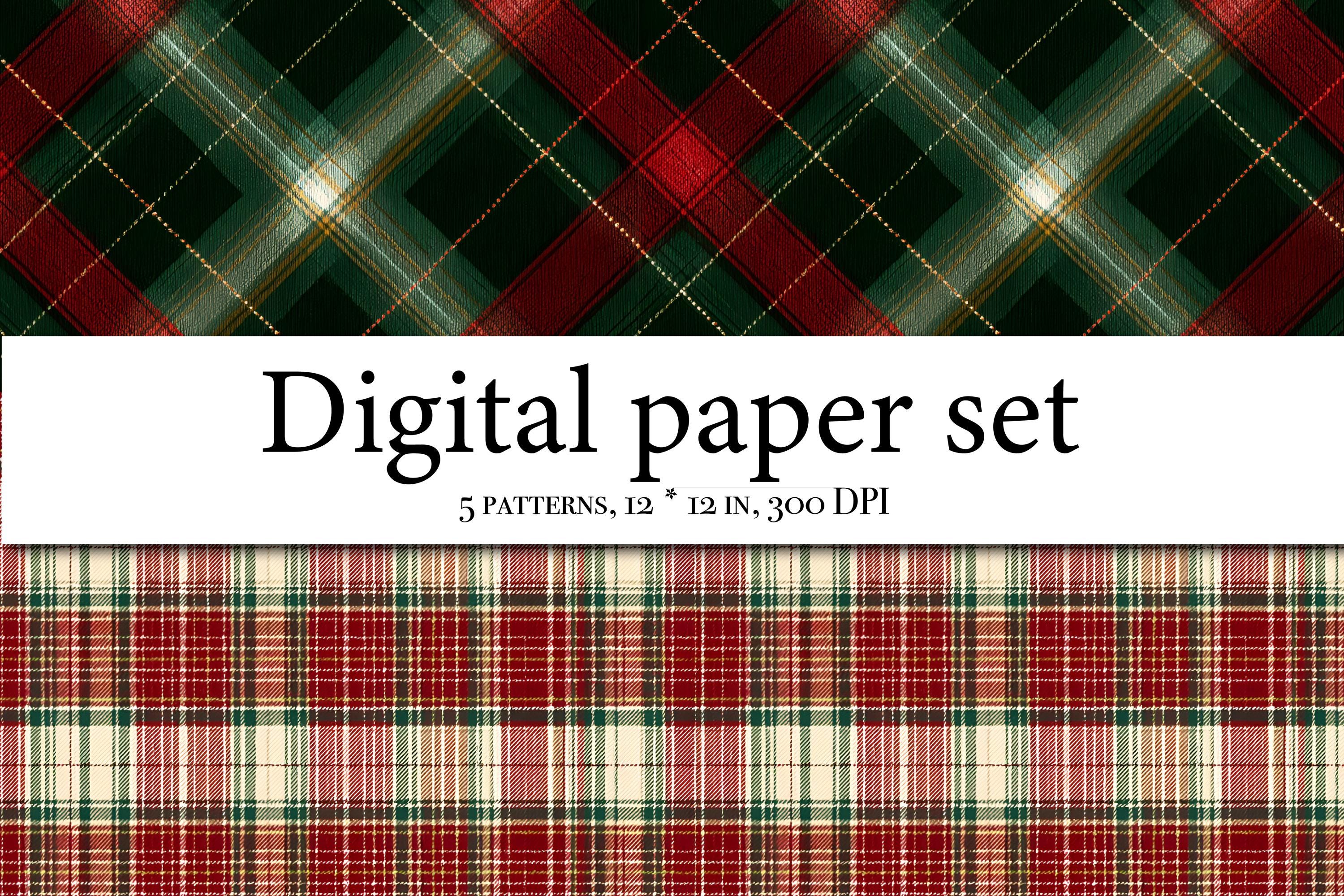 Vintage Christmas Plaid Digital Paper Bundle – 10 Seamless Tartan ...