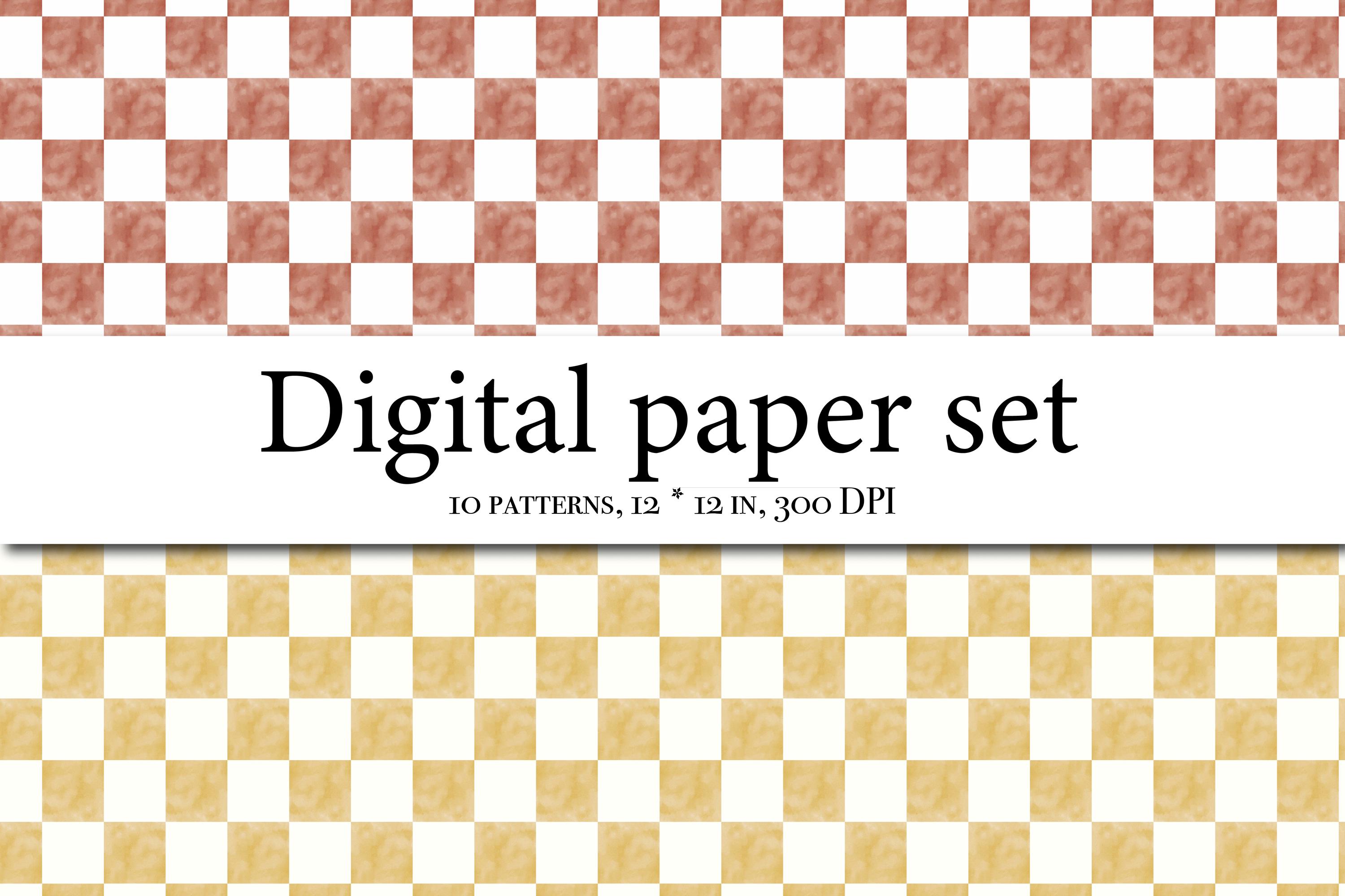 10 Checker Printable Scrapbook Paper, Checkered Seamless Pattern ...