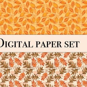 Watercolor Fall Leaves Digital Paper - Autumn Pattern - Rustic ...
