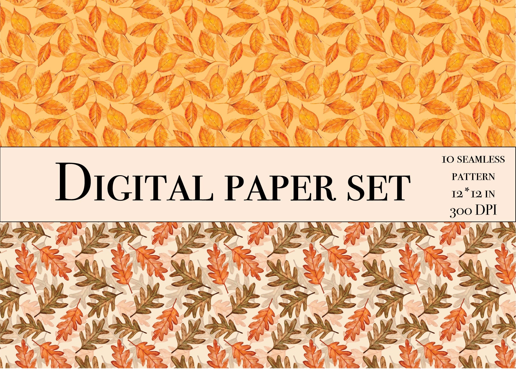 Watercolor Fall Leaves Digital Paper - Autumn Pattern - Rustic ...