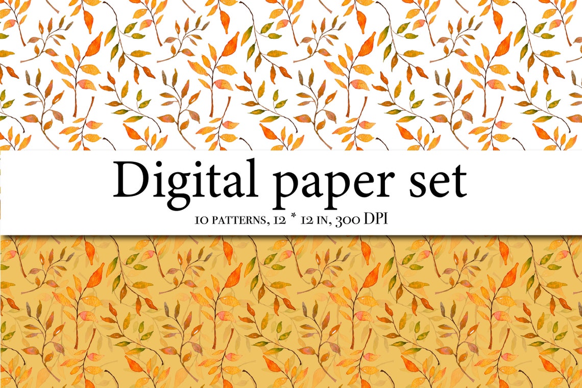 Watercolor Fall Leaves Digital Paper Autumn Pattern Rustic - Etsy