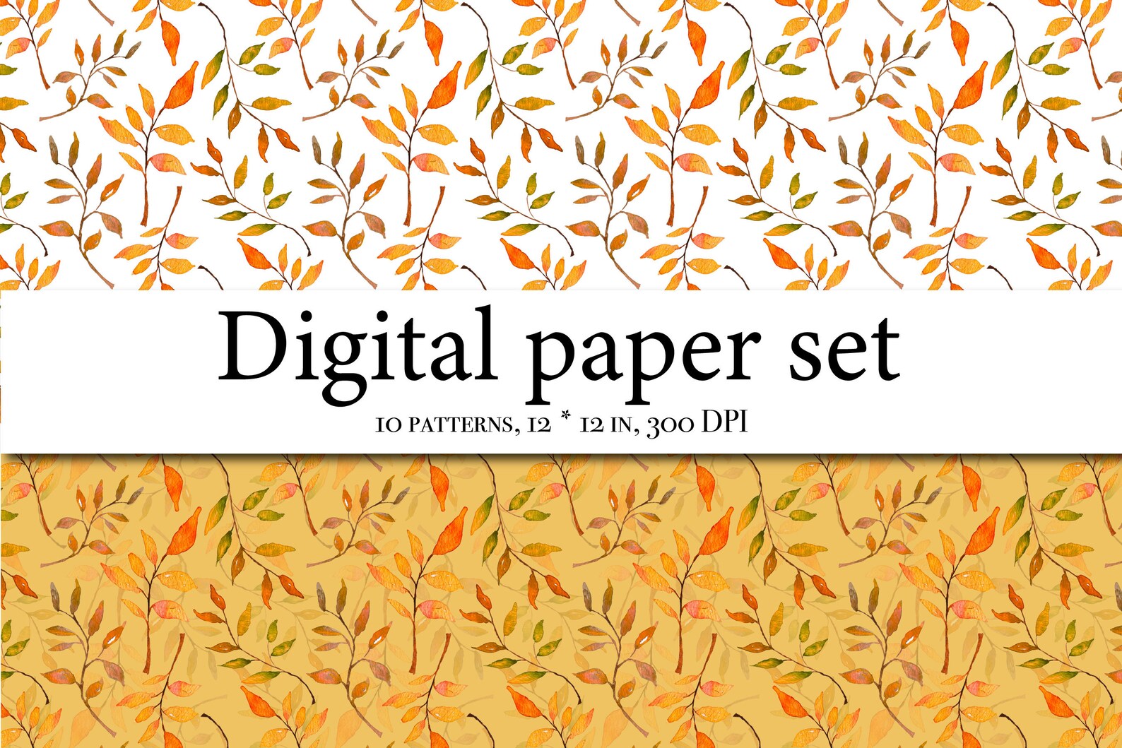Watercolor Fall Leaves Digital Paper Autumn Pattern Rustic - Etsy