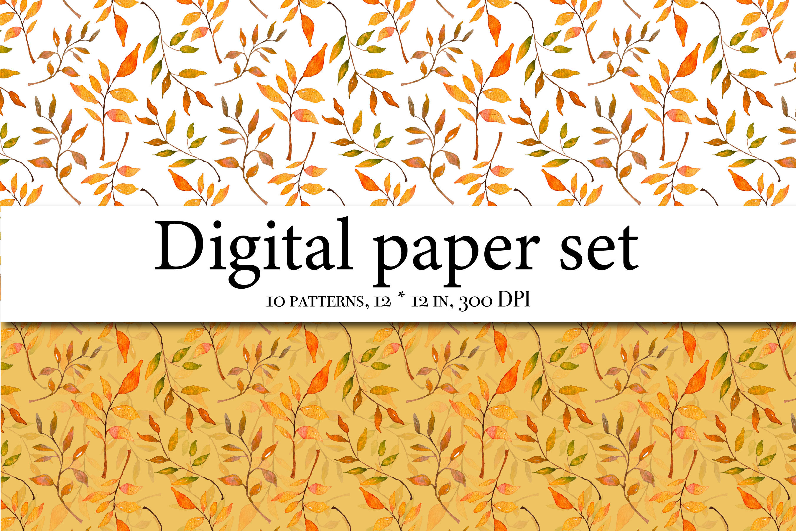 Watercolor Fall Leaves Digital Paper Autumn Pattern Rustic - Etsy