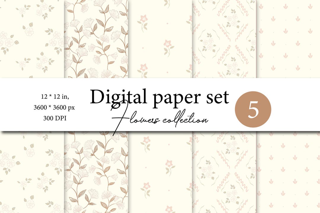 Elegant Floral Digital Paper Set, Boho Scrapbook Paper, Boho ...