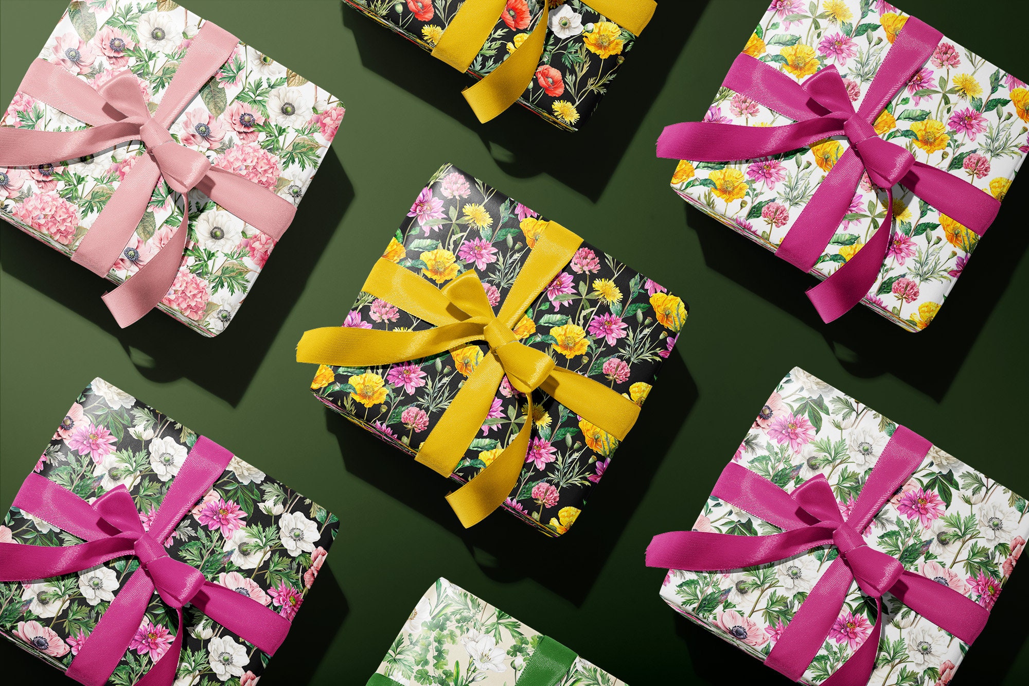 Botanical Seamless Pattern Flowers Digital Paper Printable Paper Set ...