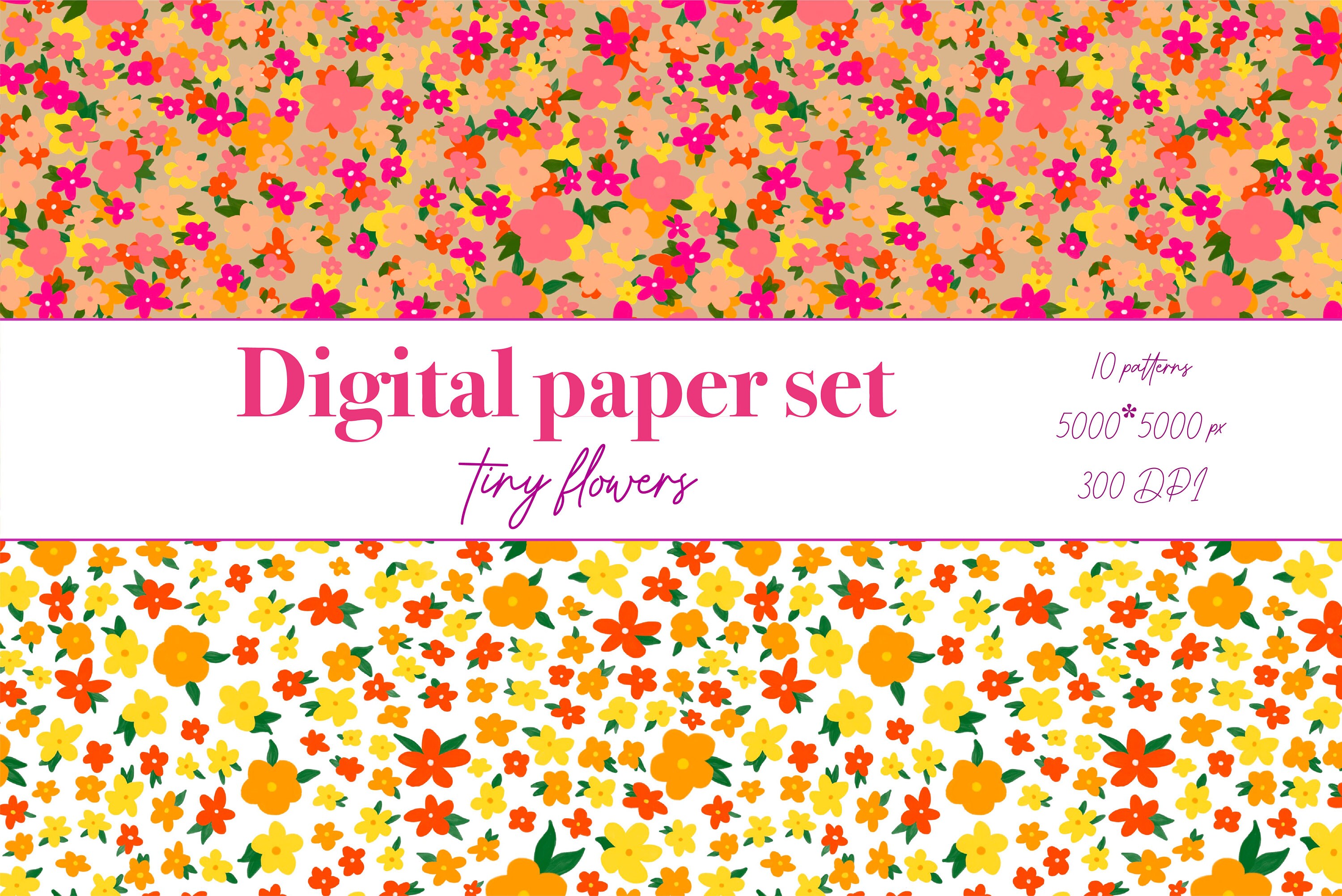 Pattern Clipart With Flowers Digital Paper- Flowers Seamless Pattern ...