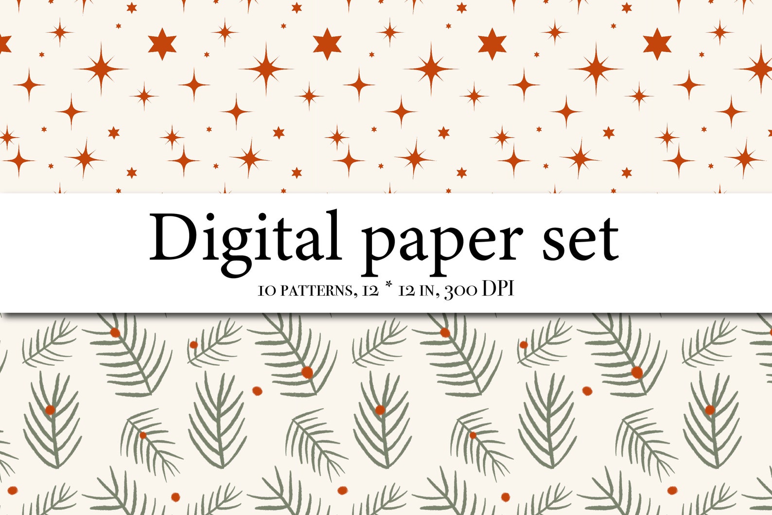 Christmas Digital Paper Set - Christmas Seamless Pattern - Holidays ...