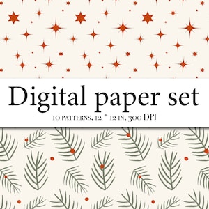 Christmas Digital Paper Set - Christmas Seamless Pattern - Holidays ...