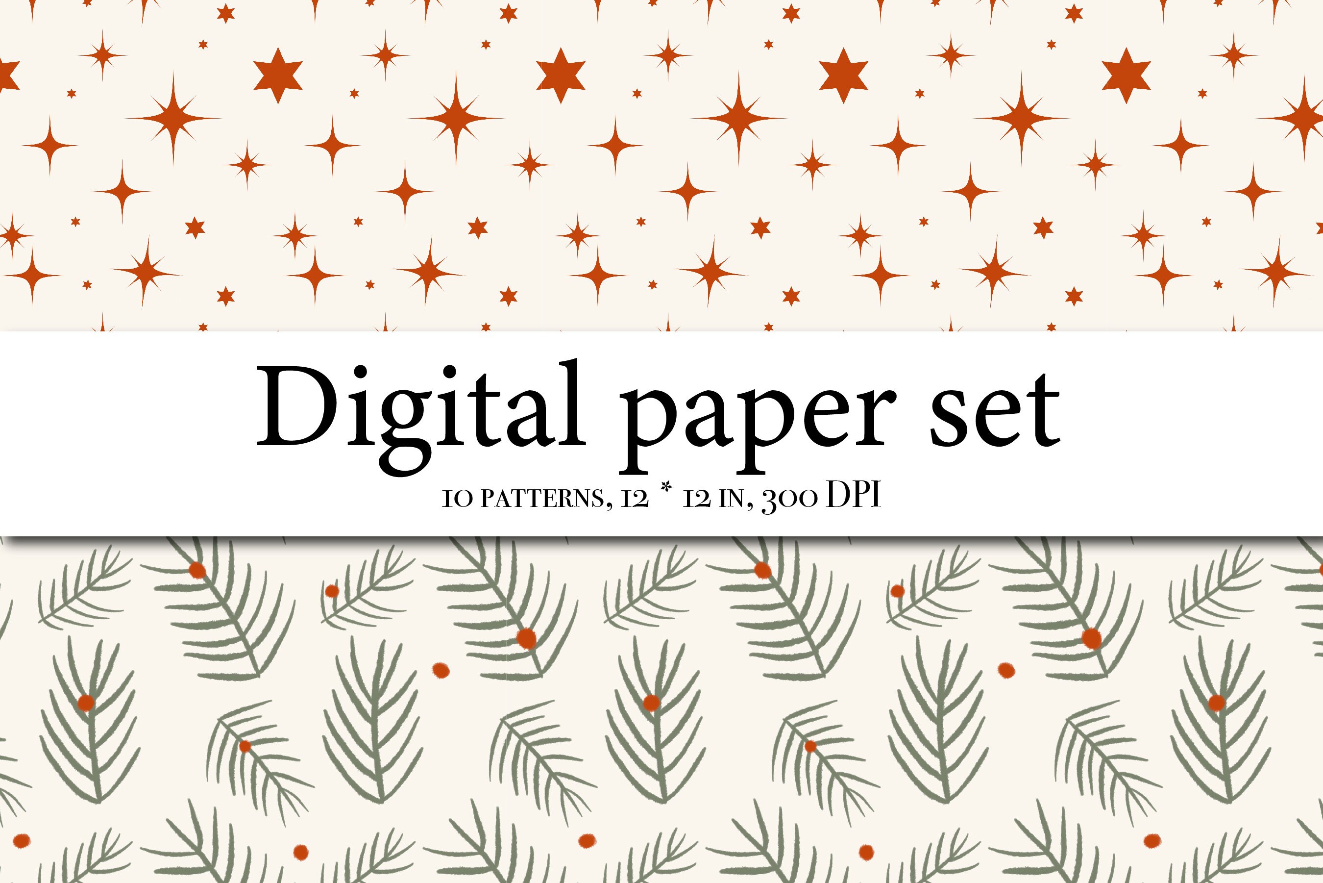 Christmas Digital Paper Set - Christmas Seamless Pattern - Holidays ...