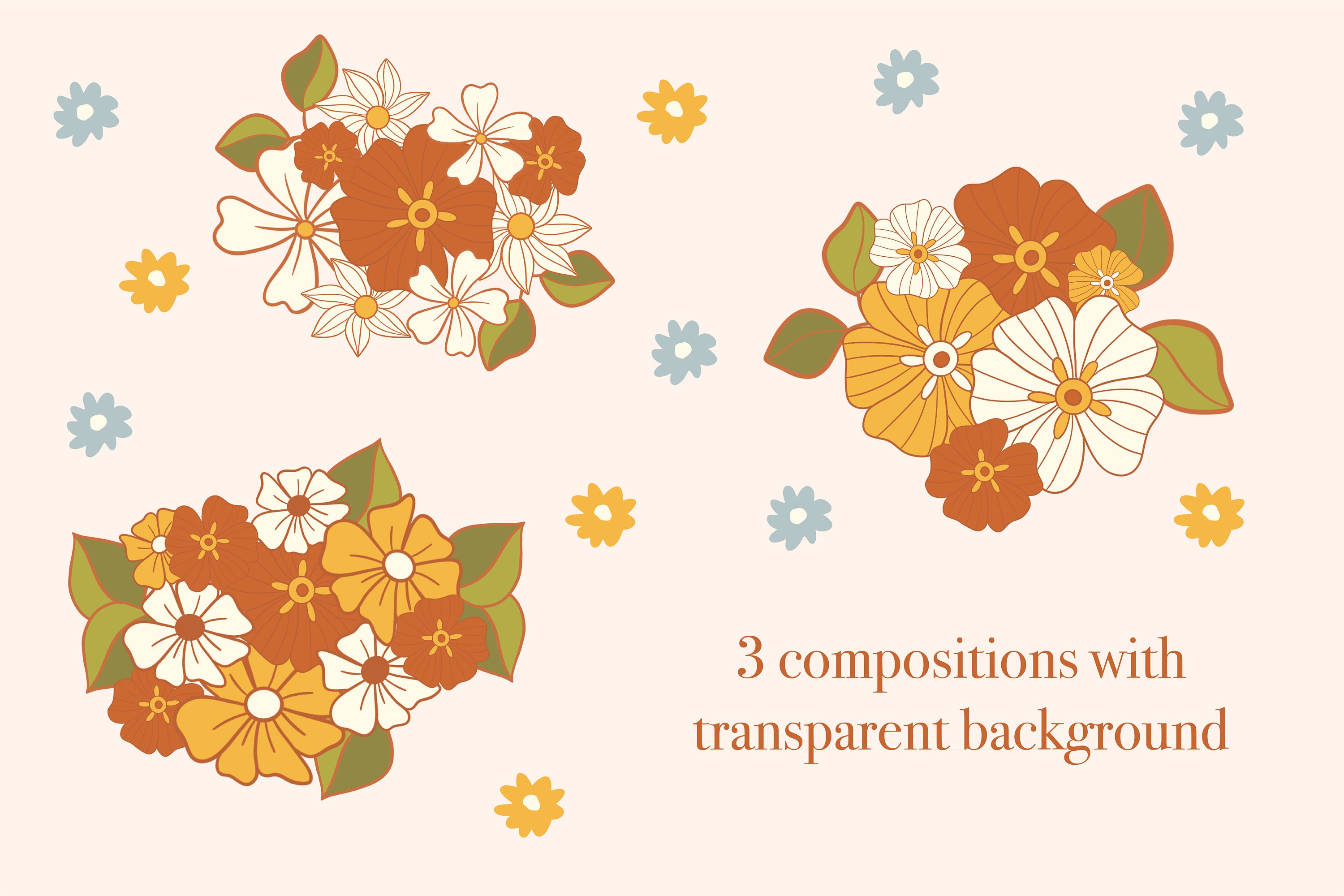 Groovy Boho Digital Clipart Collection Individual PNG Files Logo ...