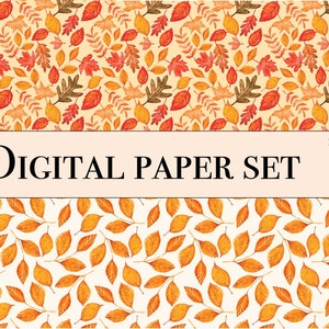Watercolor Fall Leaves Digital Paper - Autumn Pattern - Rustic ...