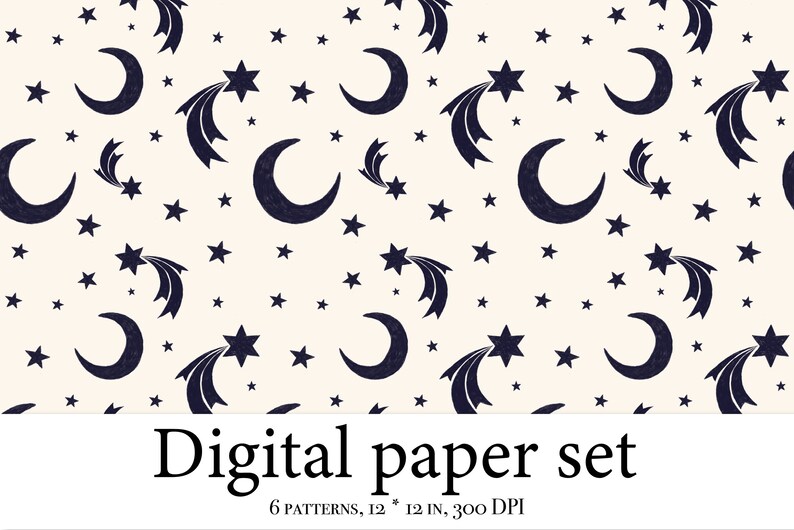 Space Digital Papers Scrapbook Papers celestial Galaxy Zodiac Star Seamless Patterns Kids ...