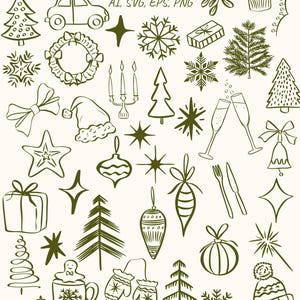 Christmas Doodles Clipart Collection – Hand-drawn Holiday Icons in Png ...