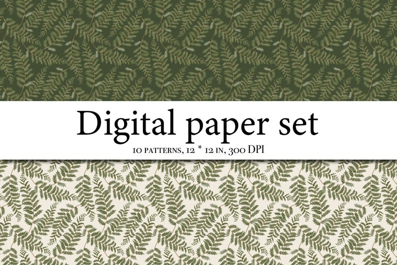 Watercolor Forest Digital Paper Set - Forest Landscape Paper - Seamless ...