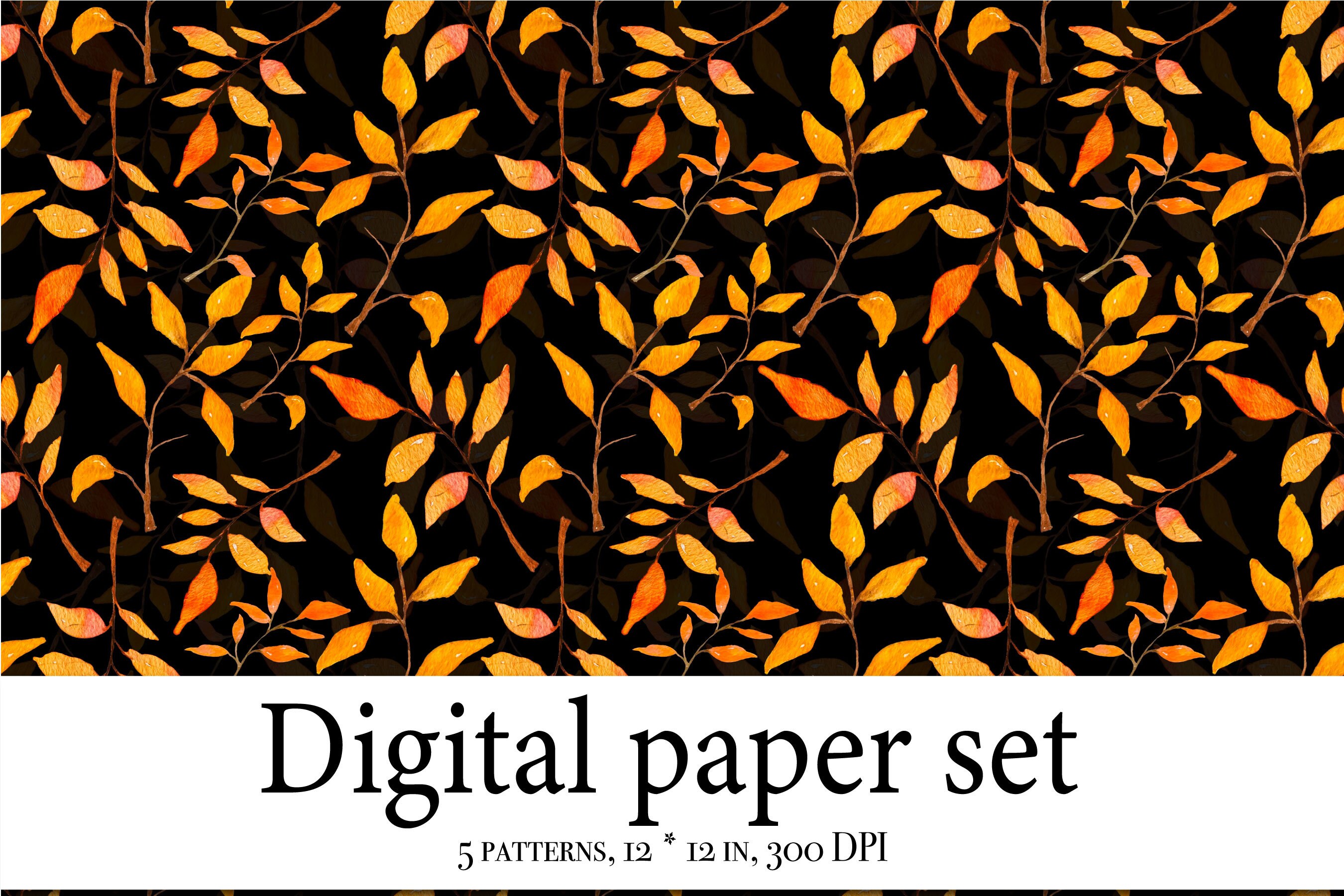 Watercolor Fall Leaves Digital Paper Autumn Pattern Rustic - Etsy