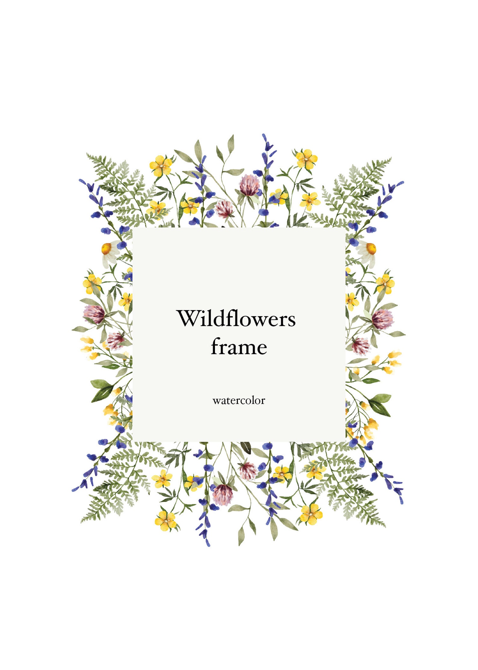 Watercolor Wildflowers Frame Clipart Wild Flowers Clipart Summer Field ...