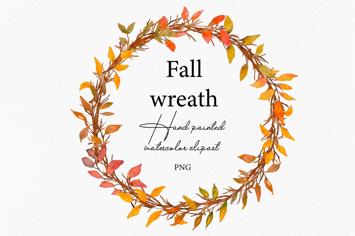 Fall Leaves Clipart Watercolor Fall Wreath Clip Art Autumn - Etsy