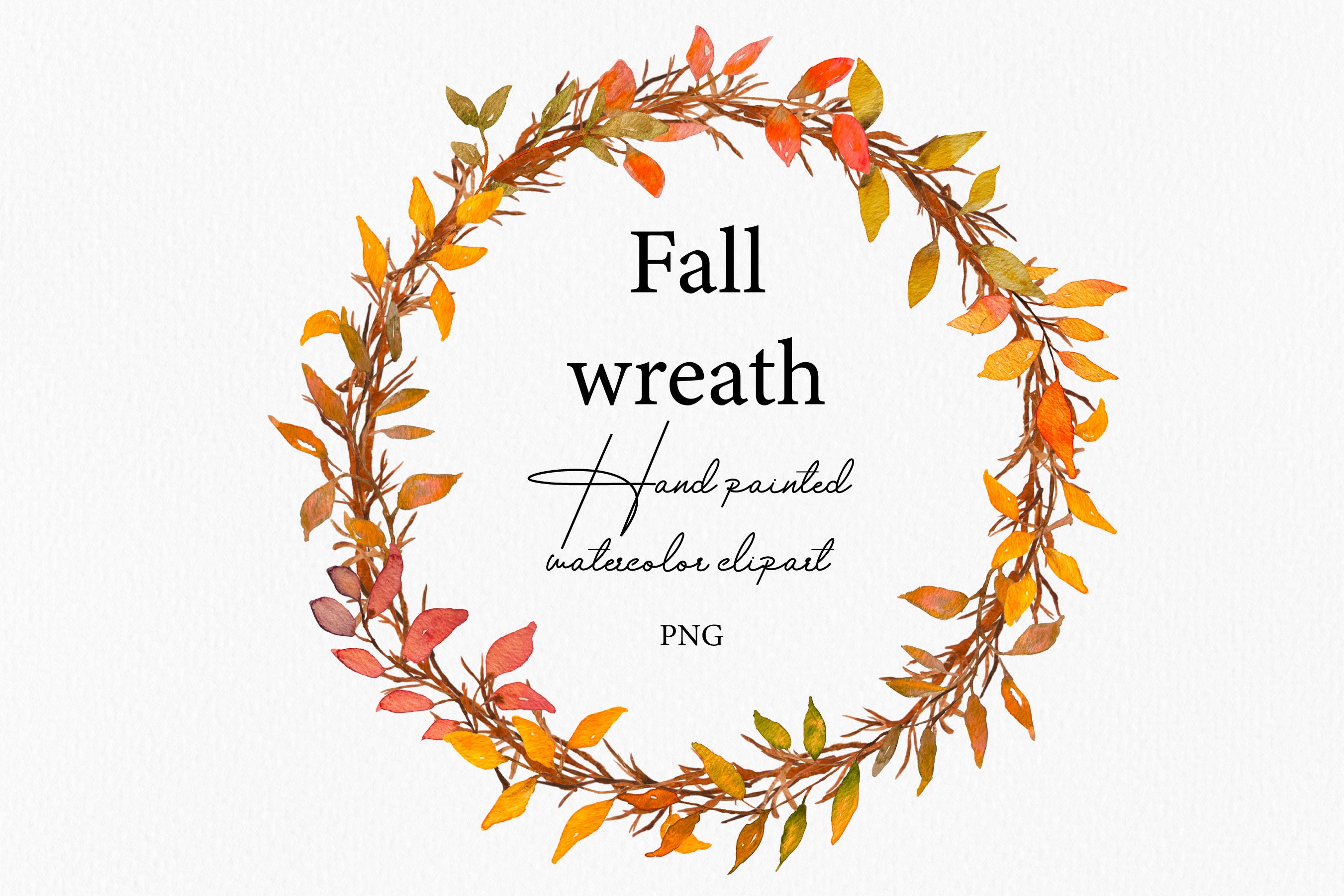 Fall Leaves Clipart Watercolor Fall Wreath Clip Art Autumn - Etsy