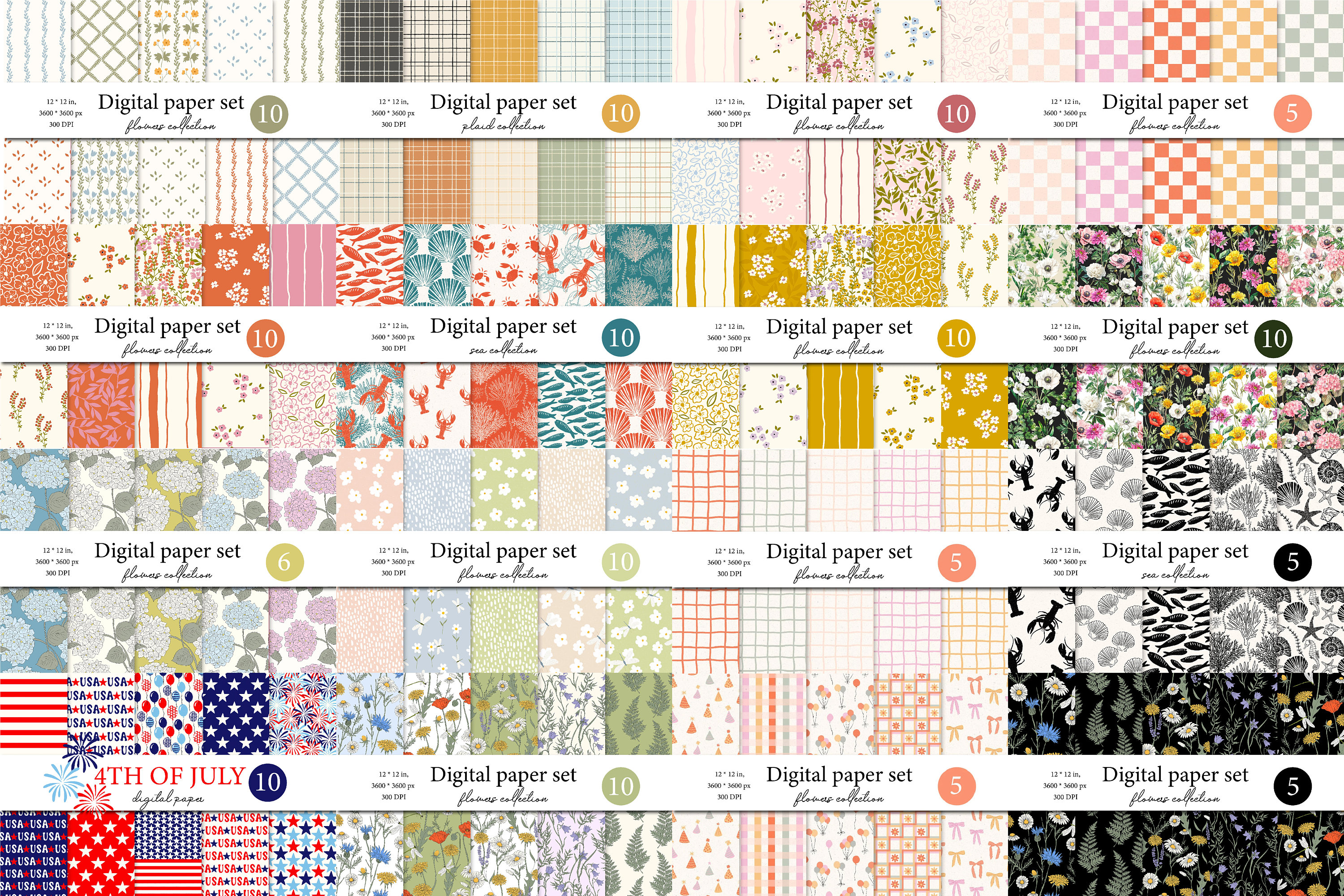 Digital Paper Bundle Seamless Patterns Printable Scrapbook Digital ...